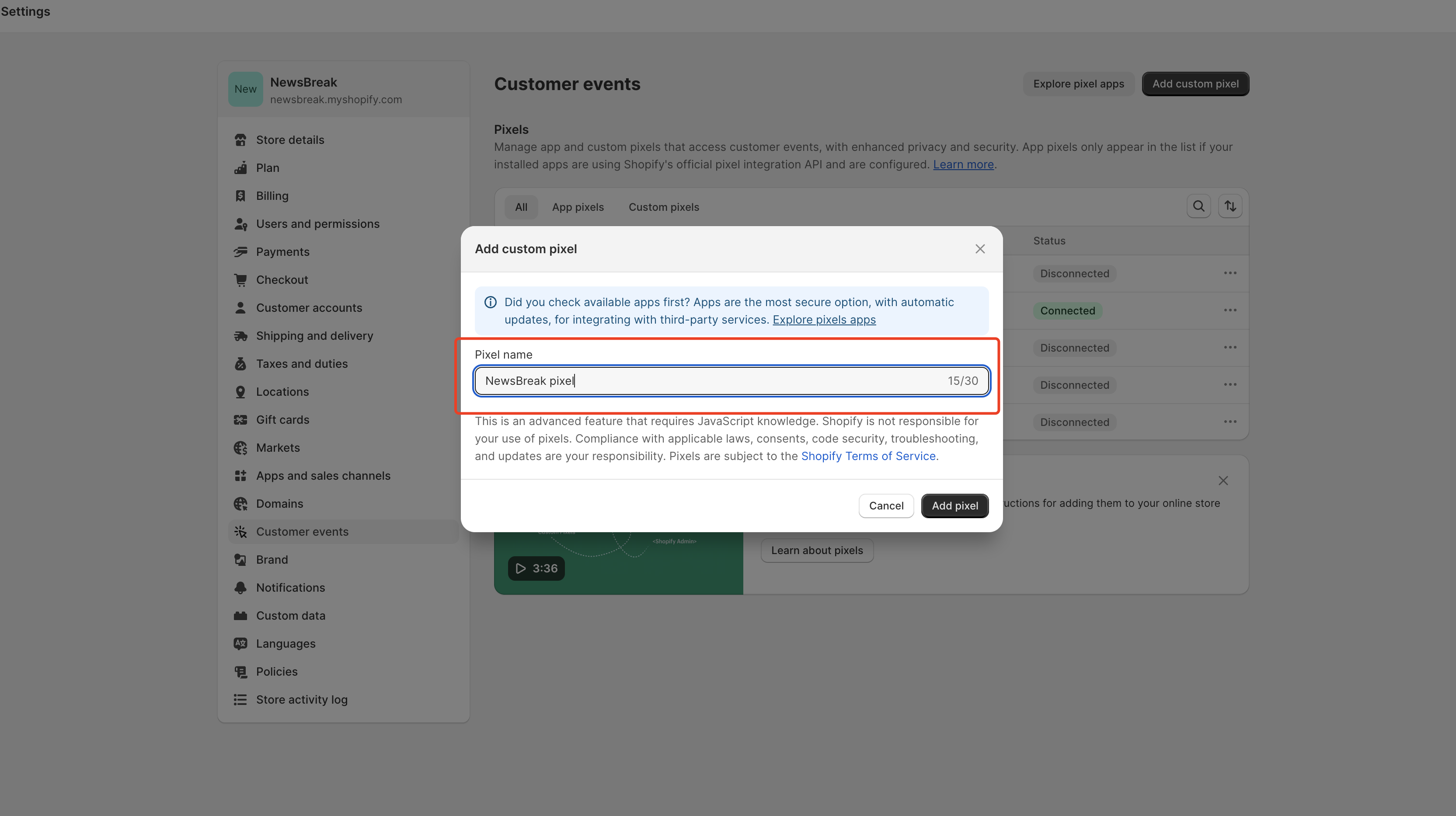 How to install a NewsBreak Pixel on Shopify – NewsBreak Help Center